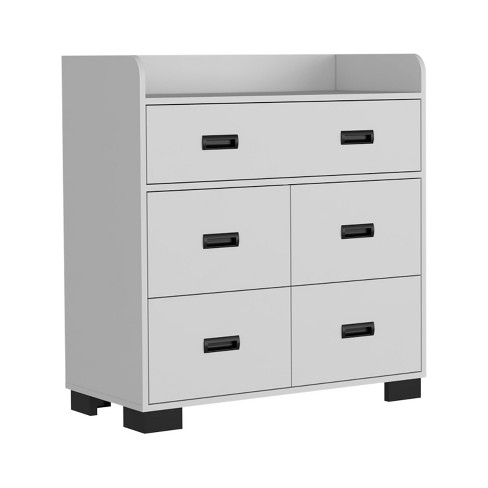 Nicbex 5 Drawer Dresser For Bedroom,modern Style Drawers With Black ...