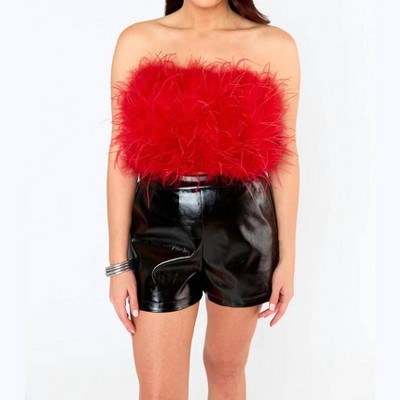 Women's Fancy Strapless Feather Crop Top - Buddylove Xs : Target