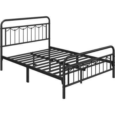 Yaheetech Full Size Metal Platform Bed Frame With Vintage Headboard And ...