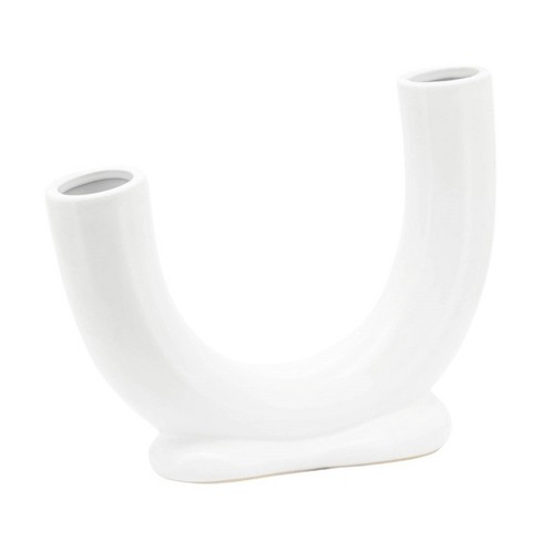 Sagebrook Home White Ceramic U-shaped Decorative Vase - Contemporary ...
