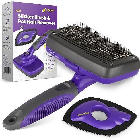 Hertzko Self Cleaning Slicker Pet Brush For Shedding Purple Target