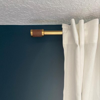 Faux Leather Cylinder Plated Curtain Rod Brass - Threshold™ : Target