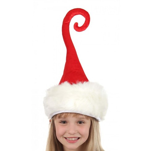 Halloweencostumes.com Plush Curly Q Santa Hat, White/red : Target