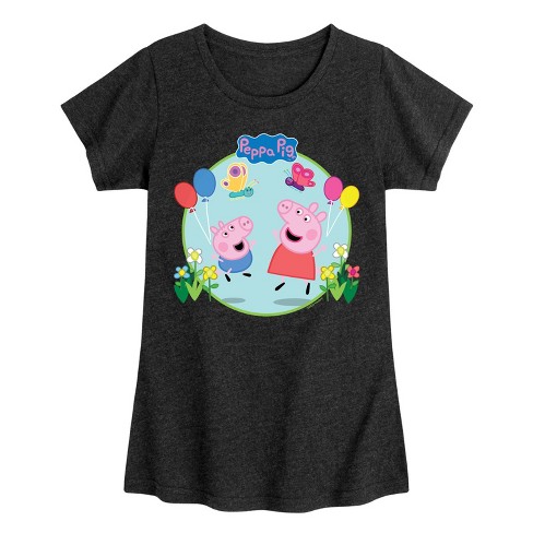 Girls' Peppa Pig George Flowers And Balloons Fitted Short Sleeve ...