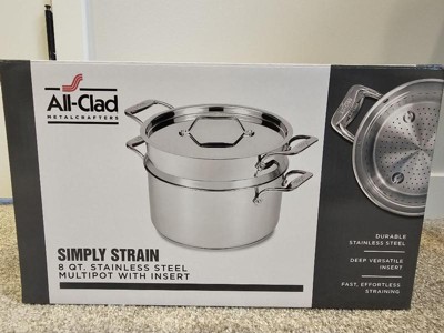 All-clad 8 Quart Simply Strain Multipot With Insert, Stainless Steel ...