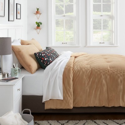 Twin/ Twin Extra Long Corduroy Plush Comforter Khaki - Room Essentials ...