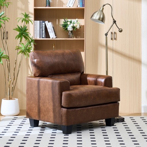 Faux Leather Upholstered Accent Chairs For Living Room Brown Morden Fort Target