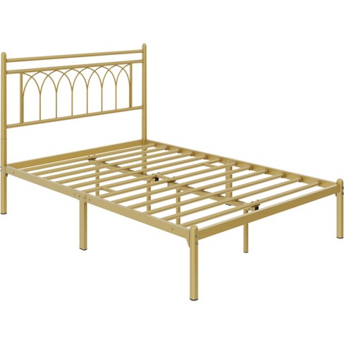 Yaheetech Modern Metal Platform Bed Frame With Headboard, Gold(full ...