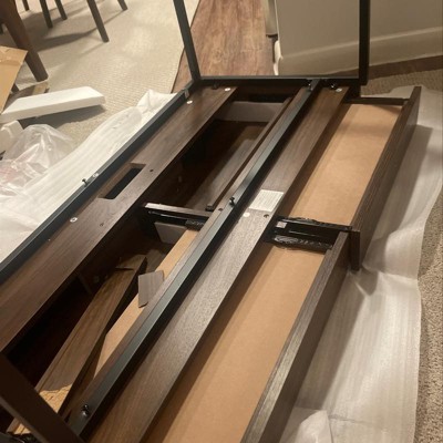 Loring Wood Writing Desk With Drawers And Charging Station Oak ...