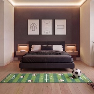 Wyatt & Ash Soft Finley Washable Soccer Field Rug Runner 2'x6' Green ...
