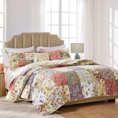 Greenland Home Fashions 3pc Full/queen Blooming Prairie Quilt Set Cream ...