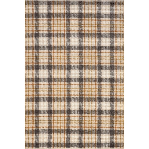 Nuloom Kalila Retro Plaid Area Rug, 5' 3" X 7' 7", Orange And Ivory ...