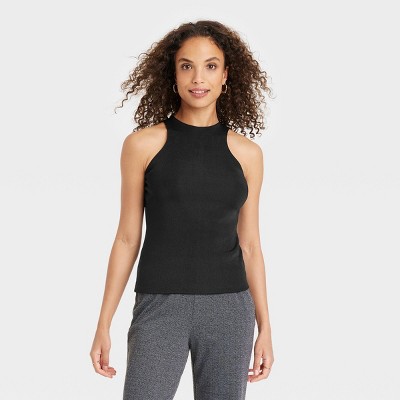 Women's Slim Fit Ribbed High Neck Tank Top - A New Day™ : Target