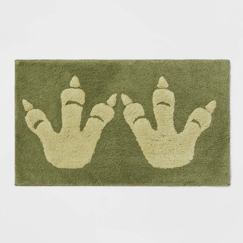 Dinosaur Feet Kids' Bath Rug - Pillowfort™: Aqua Green Tufted Cotton ...
