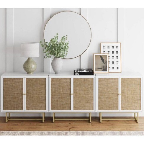 Nathan James Set Of 3 Kova Rattan Console Table With Doors White : Target