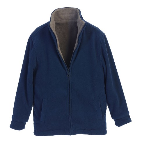 Gioberti Boys' Zip Up Reversible Polar Fleece Heavy Jacket, Navy / Gray ...