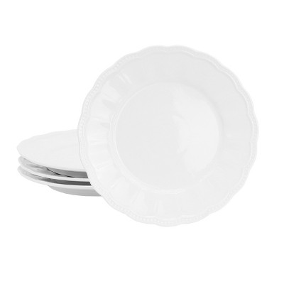 Hometrends Ultra Durable 4 Piece 8 Inch Fine Ceramic Embossed Dessert ...