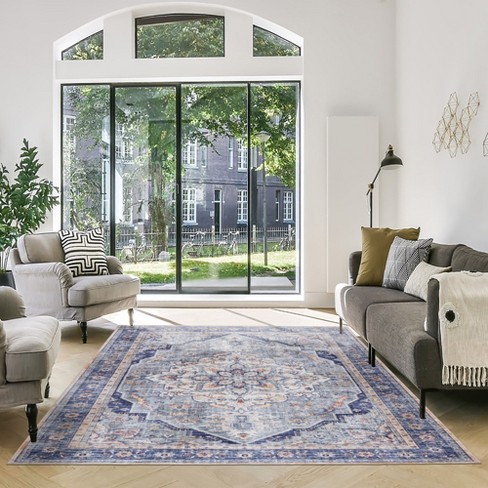 Gertmenian Crystal Print Soha Traditional Bohemian Multi Blue Polyester ...