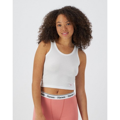 Hanes Originals Comfywear Women's Rib Crop Tank White 2xl : Target