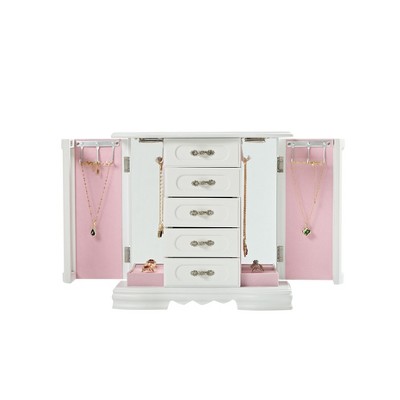 Stufurhome Solid Wooden Jewelry Box With 5-drawers Built-in Necklace ...