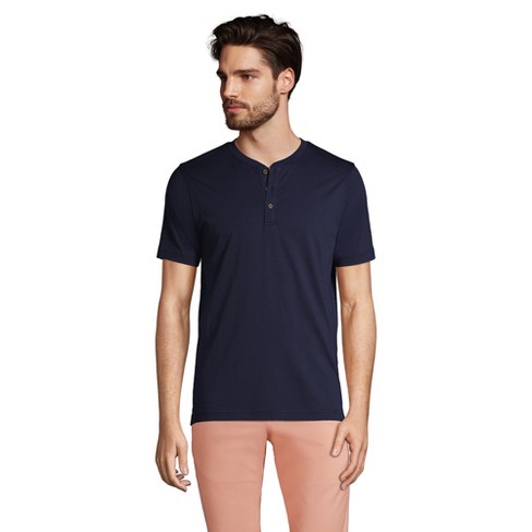 Lands' End Men's Short Sleeve Supima Jersey Henley - Medium - Radiant ...