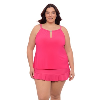 Aqua Green Women's Keyhole Tankini w/ Hardware, Rose Quartz Pink, 1X ...