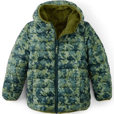 Lands' End Kids Reversible Insulated Fleece Jacket - X-large - Olive ...