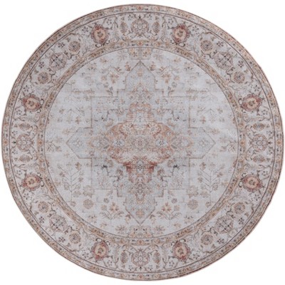 Tucson Tsn105 Power Loomed Machine Washable Area Rug - Light Grey/rust ...