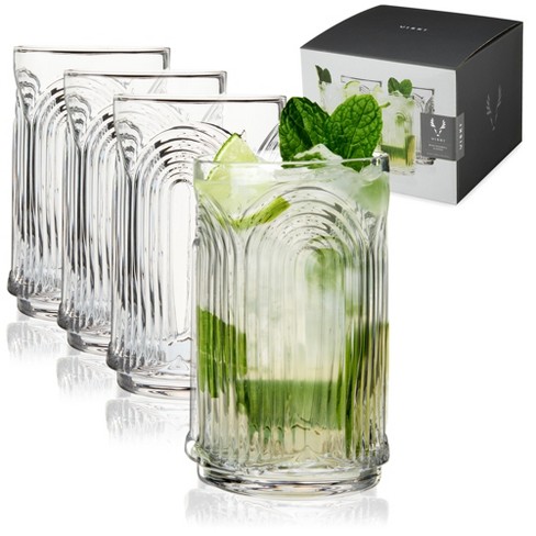 Viski Beau Highball Glasses - Vintage Drinking Glasses For Cocktails Or ...