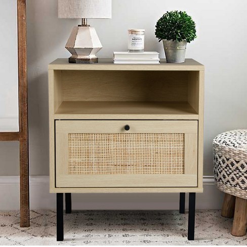 Arina Natural Rattan End & Side Tables With Storage And Upper Layer ...