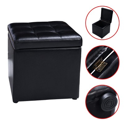 Costway 16''cube Ottoman Pouffe Storage Box Lounge Seat Footstools With ...