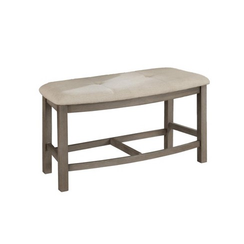 Beige Linen Fabric Counter Height Dining Bench : Target