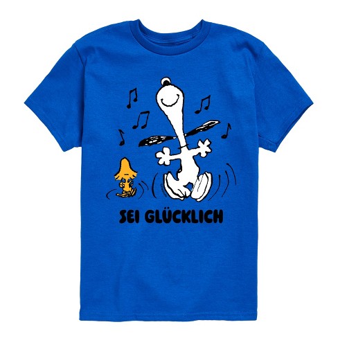 Peanuts Snoopy And Woodstock Be Happy German Short Sleeve Graphic T ...