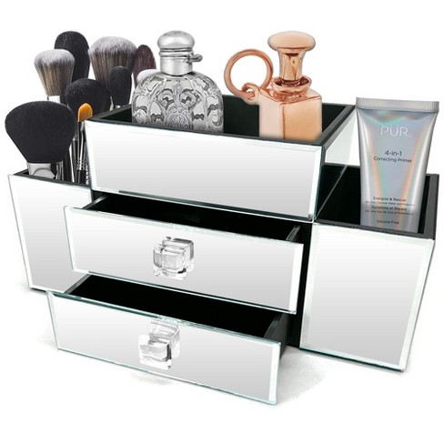 Mirrored makeup organizer store