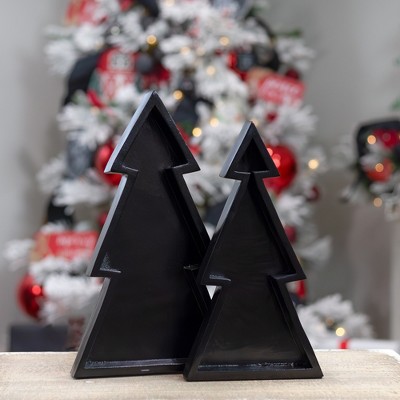 Auldhome Design- Wood Christmas Tree Shaped Trays, Black Set Of 2 : Target
