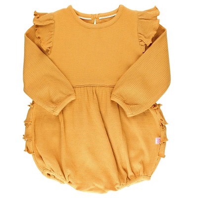 Rufflebutts Baby Toddler Girls Waffle Knit Flutter Bubble Romper - Honey, 2t : Target