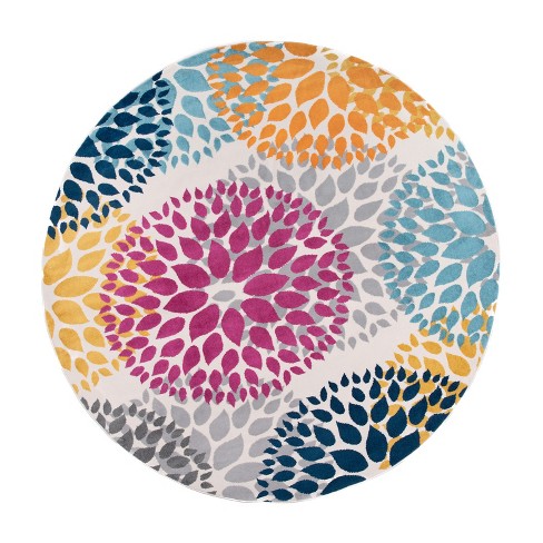 World Rug Gallery Modern Floral Circles Multi 6'6" Round Rug : Target
