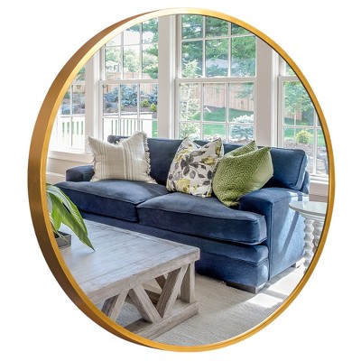 Catalina 32" Round Mirror, Aluminum Alloy Frame Round Wall Mirror ...