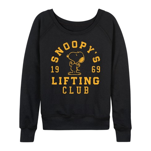 Women's Peanuts Snoopy Lifting Club Lightweight French Terry Slouchy ...
