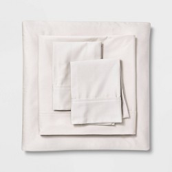 King 400 Thread Count Ultimate Percale Cotton Solid Sheet Set Ivory ...