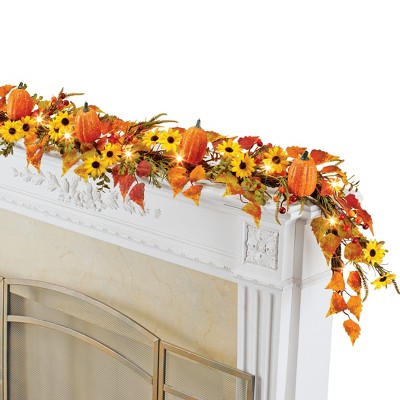 Collections Etc 9-ft Lighted Fall Maple Leaf Garland With Timer : Target