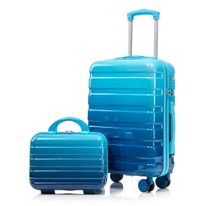 2-Piece PC Spinner Luggage Set with 14" Cosmetic Case, 20" Carry-On ...