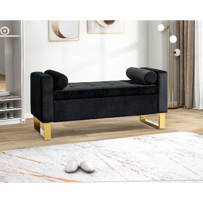 Rita 50.4" Wide Storage Bench | Artful Living Design-black : Target