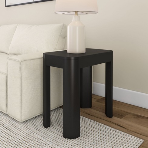 Plank+beam Solid Wood Side Table, Modern Rounded Edge Slim Side Table ...