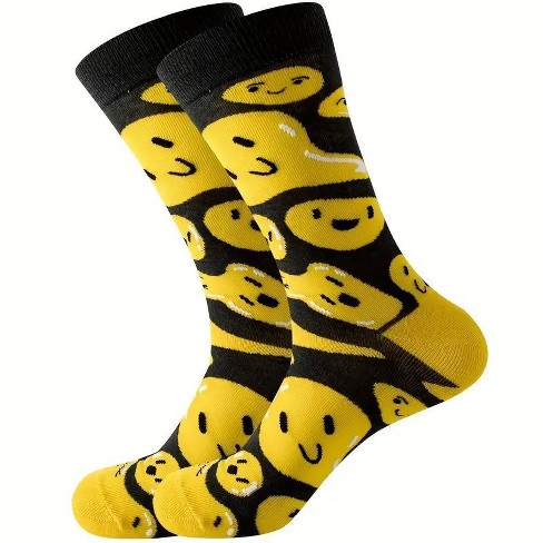 Crazy Distorted Smiley Face Socks (men's Sizes Adult Large) From The ...