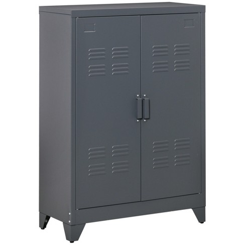 Homcom Industrial Style Steel Storage Cabinet, Metal Storage Organizer ...