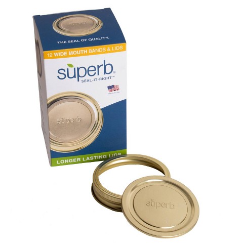 Superb Sealing Solutions Canning Lids And Bands, Wide Mouth Mason Jar ...