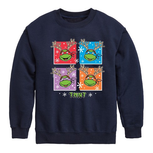 Teenage Mutant Ninja Turtles Reindeer Turtles Graphic Long Sleeve Fleece Sweatshirt - Navy - 4t ...