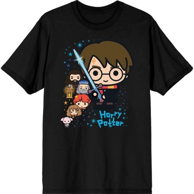 Harry Potter Chibi Characters & Glowing Sword Crew Neck Short Sleeve ...
