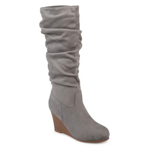Journee Collection Womens Haze Wedge Knee High Boots Grey 12 : Target